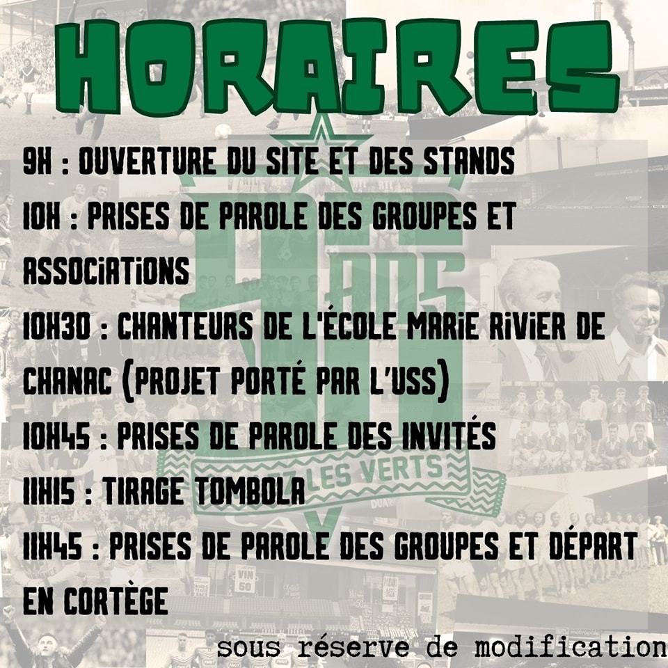 Rappel des horaires pour les 90 ans du Club – U.S.S